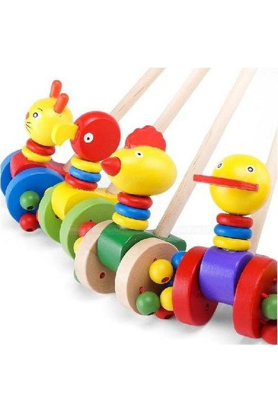 Ahşap Push-N-Çekme Etkinlik Yürüyüş Oyuncak Çocuklar Için Renkli Haddeleme Boncuklu Ahşap Push-N-Çekme Etkinlik Yürüyüş Oyuncak Çocuklar Için Renkli Haddeleme Boncuklu