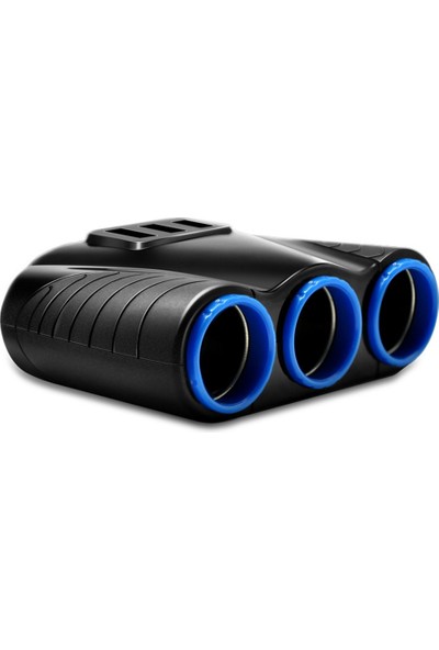 Peighusill 12-24V 3 Yollar Araba Çakası Soket Ayırtıcı USB Şarj Cihazı Güç Adaptörü - Siyah (Yurt Dışından)