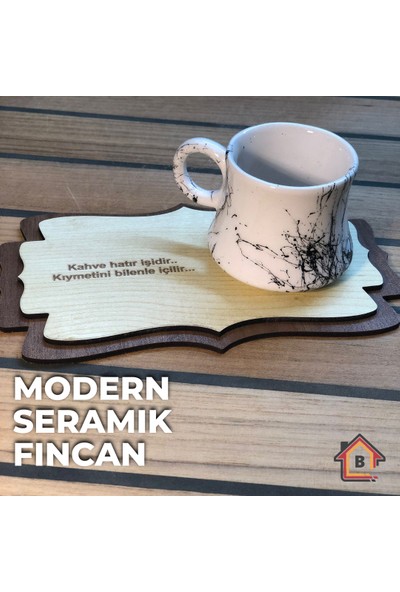 Bulut Home Design Modern Seramik Fincan & Ahşap Standlı Bulut Home Design Modern Seramik Fincan & Ahşap Standlı