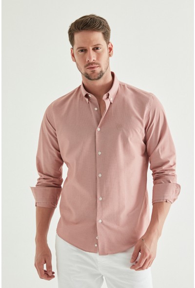 D'S Damat Slim Fit Turuncu Pötikare Gömlek D'S Damat Slim Fit Turuncu Pötikare Gömlek
