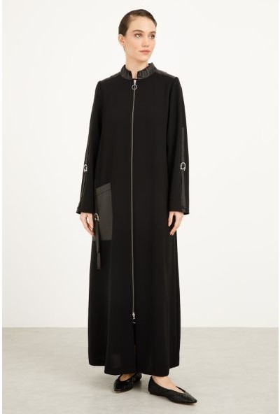 Micca Halka Detaylı Ferace Siyah