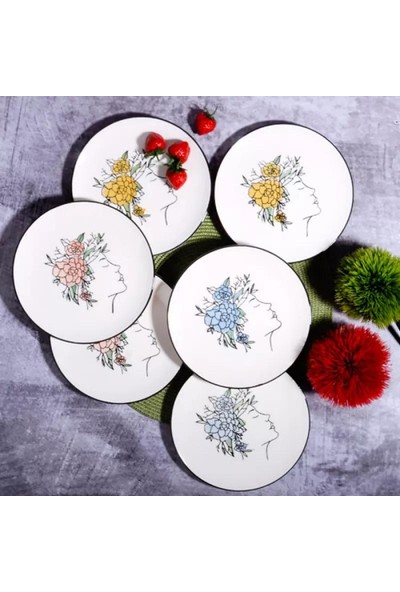 Kosova Seramik Women 6'lı Pasta Tabağı 21 cm MST277