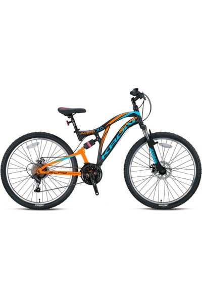 Kron Ares 3.0 V 26 Jant 21 Vites Çift Süspansiyon Erkek Dağ Bisikleti Mat Siyah-Neon Turuncu-Koyu Turkuaz 41 cm Kron Ares 3.0 V 26 Jant 21 Vites Çift Süspansiyon Erkek Dağ Bisikleti Mat Siyah-Neon Turuncu-Koyu Turkuaz 41 cm