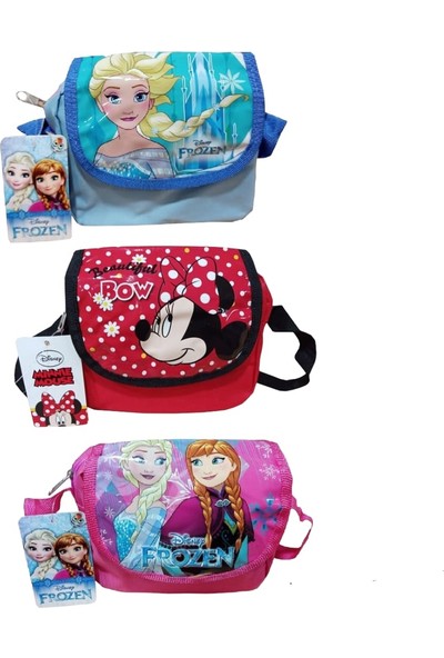 Disney Frozen Elsa ve Minnie Mouse Omuz Çantası Seti (3 Adet) Disney Frozen Elsa ve Minnie Mouse Omuz Çantası Seti (3 Adet)