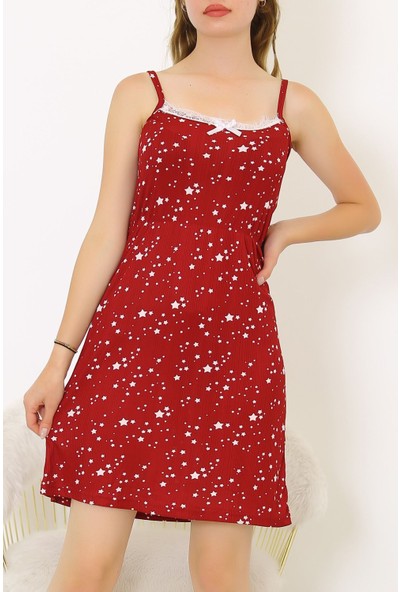 Depoxml Baskılı Elbise Bordobeyaz - 9228.1287.