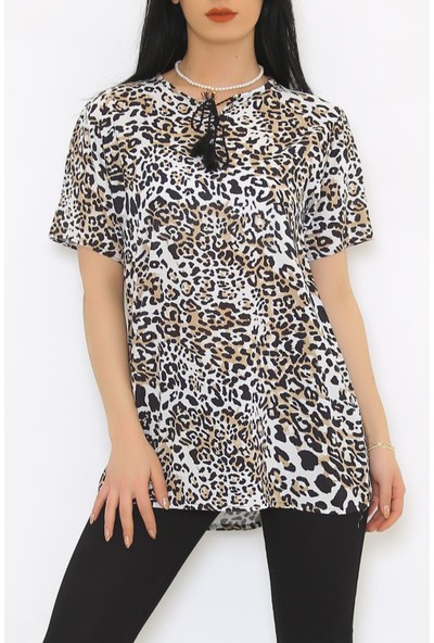 Depoxml Desenli Kısa Kol Bluz Beyazleo - 9332.107.