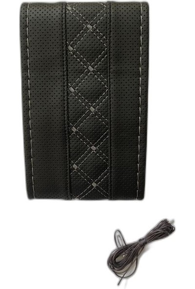 HLD Örgü Model Dikmeli Direksiyon Kılıfı Gri Siyah