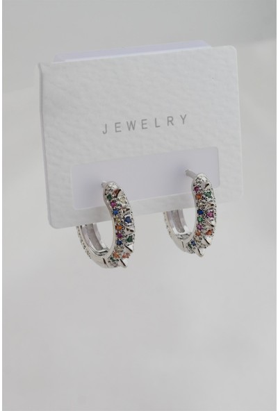 Jewelry Kadın Altın Kaplama Renkli Zirkon Taşlı Halka Küpe Jewelry Kadın Altın Kaplama Renkli Zirkon Taşlı Halka Küpe