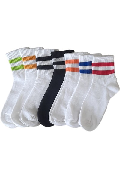 Sockshion Unisex Çizgili Tenis Kolej Çorap 7 Çift Sockshion Unisex Çizgili Tenis Kolej Çorap 7 Çift