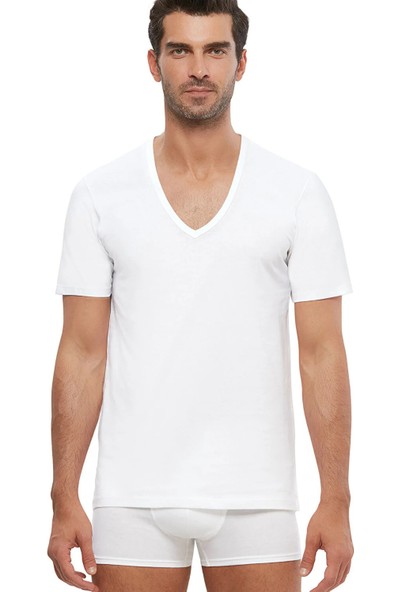 Kom Enricol V Yaka Pamuk 2 Li Erkek Tshirt