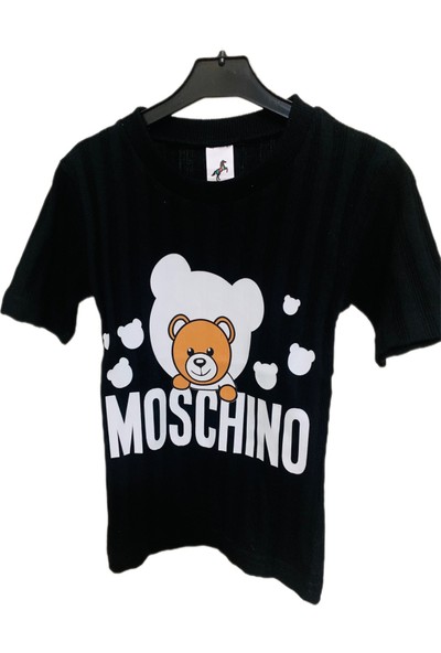 Lili Butik Siyah Moschino Baskılı Unisex Çocuk T-Shirt Lili Butik Siyah Moschino Baskılı Unisex Çocuk T-Shirt