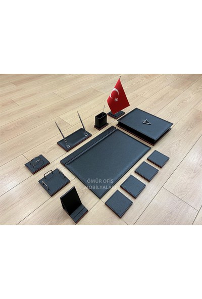 Ömür Ofis Triplex Sümen Takımı - Siyah - Kırmızı