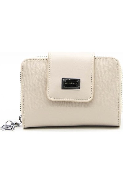 Silver Polo Bej Üç Bölmeli Kadın Cüzdan & Kartlık SP935