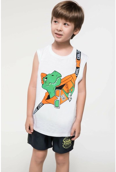 Çiggo Kids Bisiklet Yaka Kolsuz Pamuklu Erkek Çocuk Penye T-Shirt