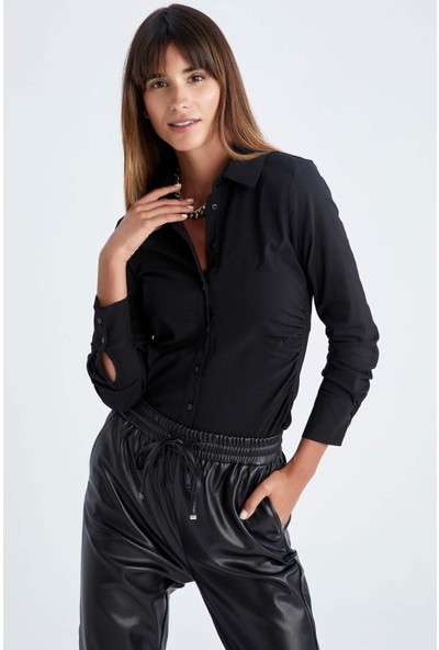 DeFacto Fitted Gömlek Yaka Uzun Kollu GÖMLEK Y4644AZ22AU