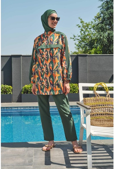 DeFacto Regular Fit Su İtici Desenli 4'lü Burkini X2907AZ22SM
