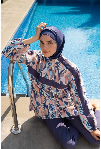 DeFacto Regular Fit Su İtici Desenli 4'lü Burkini X2907AZ22SM