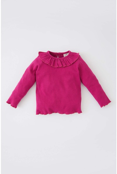 DeFacto Kız Bebek Regular Fit Kaşkorse Uzun Kollu Tişört Y0989A222AU