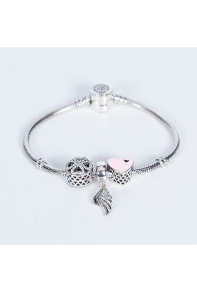 Nur Silver Pandora Işıltılı Svaroski Taşlı Kombin Bileklik
