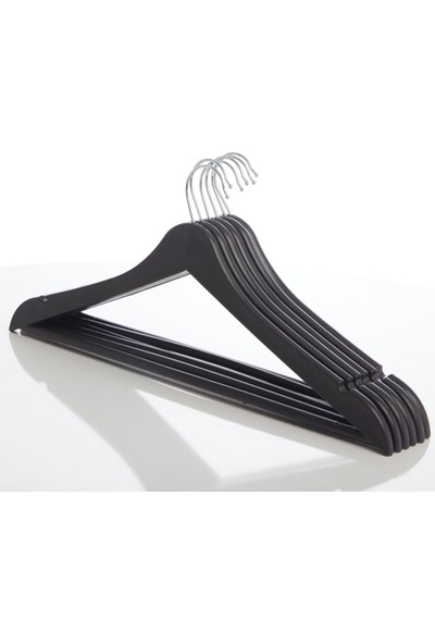 Askıcı Ahşap Görünümlü Plastik Kıyafet ve Elbise Askısı Siyah 12'li Askıcı Ahşap Görünümlü Plastik Kıyafet ve Elbise Askısı Siyah 12'li