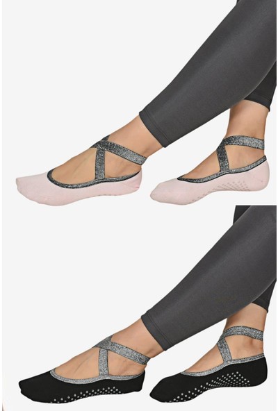 Shocks 2 Çift Pilates Siyah ve Pembe Yoga Bale Dans Çorabı Shocks 2 Çift Pilates Siyah ve Pembe Yoga Bale Dans Çorabı
