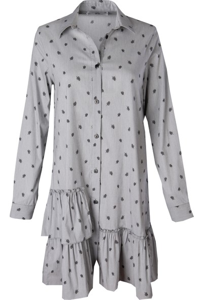 Fatma Erturk Studio Fırfırlı Gri Tunik