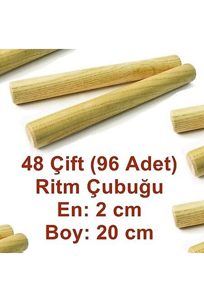 Ncy Home Ritim Çubuğu 96 Adet Fırınlanmış Meşe Pürüzsüz 20 cm 20 mm