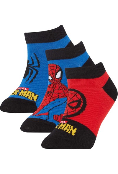 DeFacto Erkek Çocuk Spiderman Lisanslı Pamuklu 3'lü Kısa Çorap X9652A6NS