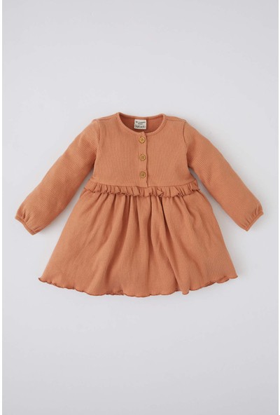 DeFacto Kız Bebek Regular Fit Bisiklet Yaka Uzun Kollu Fitilli Kaşkorse Elbise Y1129A222AU DeFacto Kız Bebek Regular Fit Bisiklet Yaka Uzun Kollu Fitilli Kaşkorse Elbise Y1129A222AU