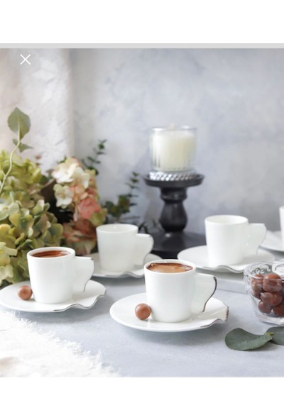 Koleksiyon Kaffa Türk Kahve Seti 6lı Platin