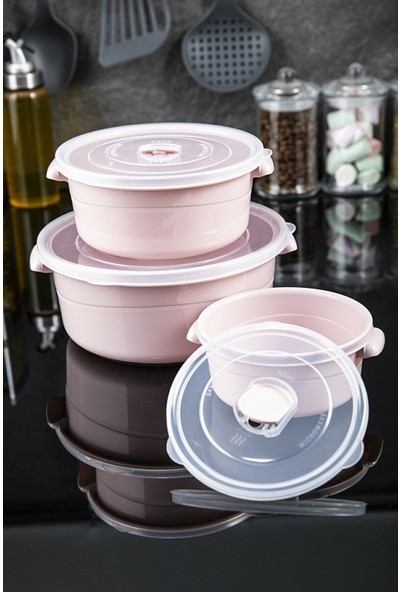 Enizemba Home 3'lü Mikrodalga Tencere ( Iç Içe Geçmeli ) - Saklama Kabı