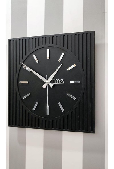 Wooden Factory Time Collection Rayon Black Kare Saat Wooden Factory Time Collection Rayon Black Kare Saat