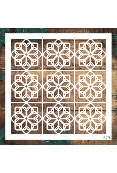 Stencil Tasarım R075 Dekoratif Duvar Eşya Fayanskumaş Boyama Şablonları 25X25 cm Stencil Tasarım R075 Dekoratif Duvar Eşya Fayanskumaş Boyama Şablonları 25X25 cm