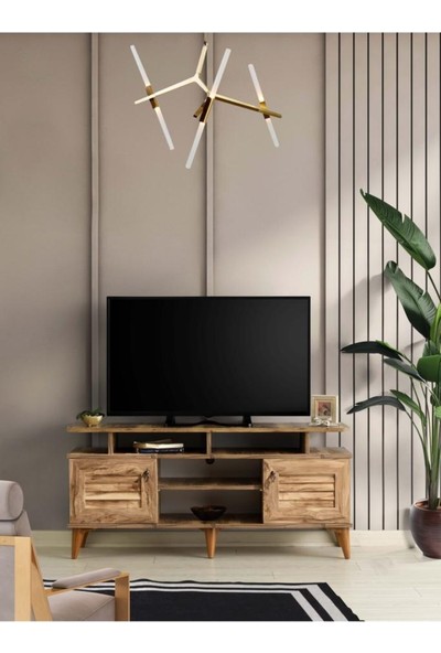 130 cm Panjurlu Raflı Tv Sehpası Pasifik Ceviz 130 cm Panjurlu Raflı Tv Sehpası Pasifik Ceviz