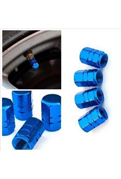 Meyzone Alüminyum Altıgen Sibop Kapağı 4'lü Mavi Sibob Kapağı