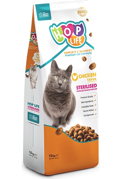 Hop Life Tavuklu Kısırlaştırılmış Kedi Maması 15 kg Hop Life Tavuklu Kısırlaştırılmış Kedi Maması 15 kg