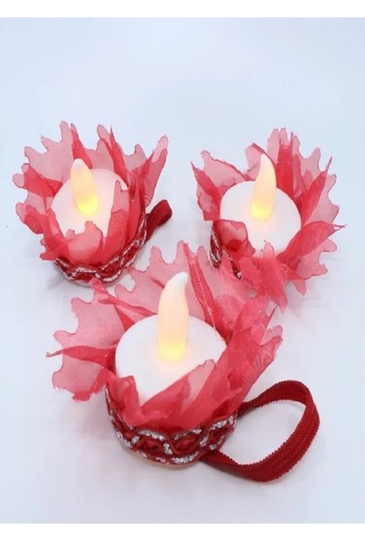 Stone Bstone Ledli Kına El Mumu 12'li Kırmızı Kına LED Mum