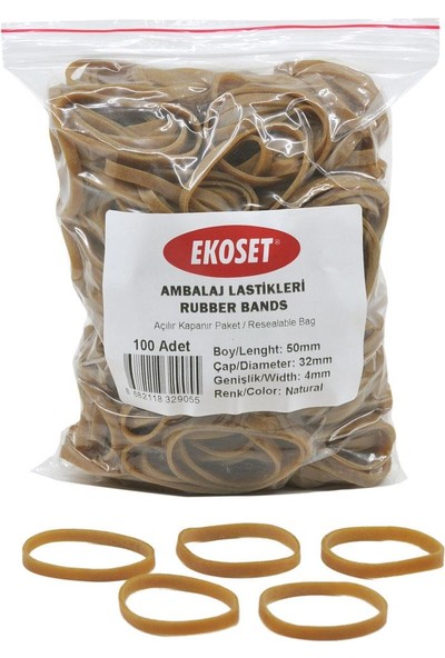 Ekoset 50X4MM Geniş Kauçuk Paket Ambalaj Lastiği 100 Adet Ekoset 50X4MM Geniş Kauçuk Paket Ambalaj Lastiği 100 Adet
