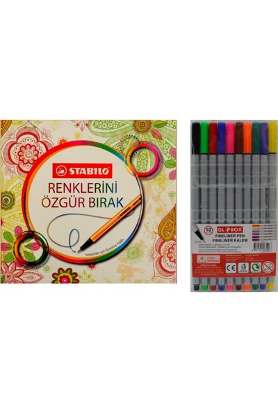 Stabilo Mandala Çizim Boyama Kitabı ve Globox 10 Renk Fineliner Stabilo Mandala Çizim Boyama Kitabı ve Globox 10 Renk Fineliner