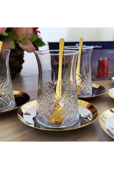 Paşabahçe Timeless Çelik Tabaklı Çay Takımı- 6 Kişilik