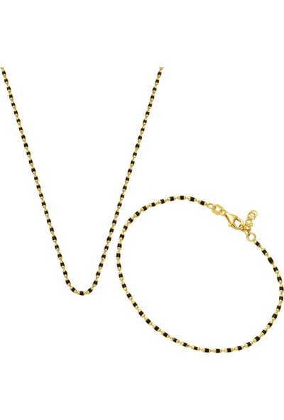 Siyah Mineli Trend Altın Set Takımı