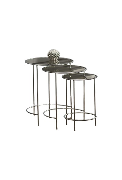 Assu Casa Mars 3'lü Yuvarlak Metal Zigon Yan Sehpa