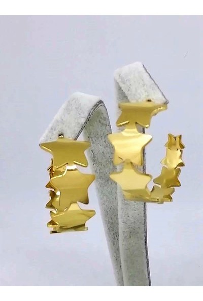 Eke Butik Sıra Yıldız Halka Küpe