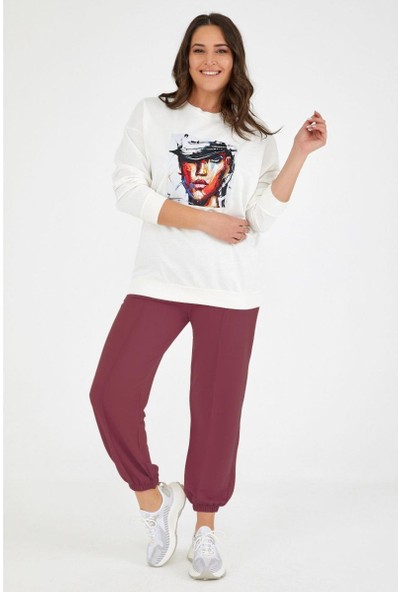 Siyezen Büyük Beden Cepli Eşofman Bordo Siyezen Büyük Beden Cepli Eşofman Bordo