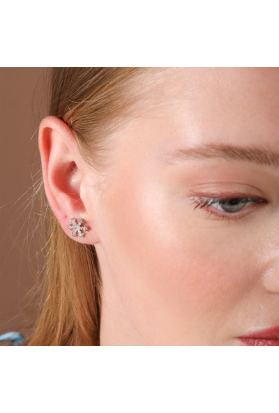 Wena Jewelry 925 Ayar Gümüş Özel Tasarım Kar Tanesi Küpe