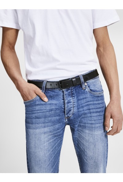 Jack & Jones Logo Detayli Düz Deri Kemer