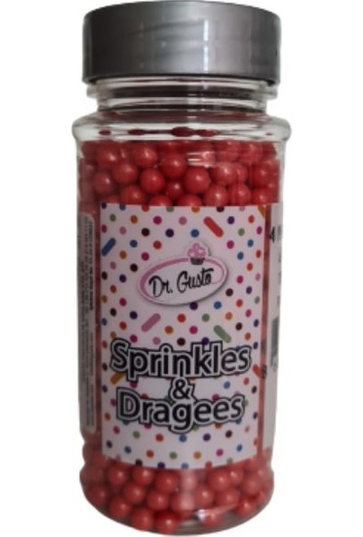 Dr. Gusto Kırmızı Boncuk Şeker 4 mm 90 gr