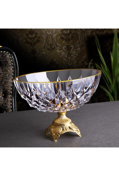 Queen’s Kitchen Kararmaz Ayaklı Lavinia Yaldızlı Cam Gold Meyvelik