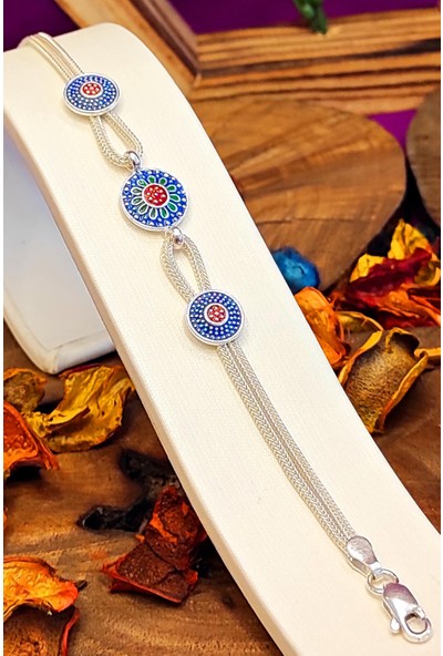 Aykat Gümüş Bileklik Zincirli Gümüş Bayan Bilekliği BLK-408