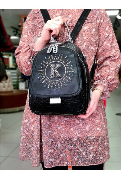 Konfores 1244 Ithal Lüks Bayan Günlük Sırt Çantası - NKT01244-SIYAH-TEK Ebat
